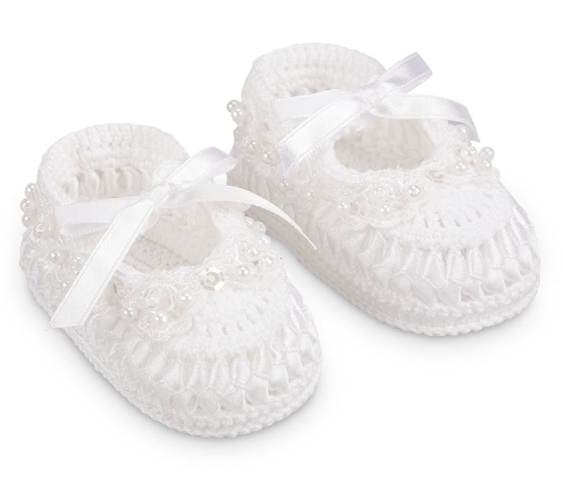 PEARL RIBBON CROCHET BOOTIES – MiMi Kids