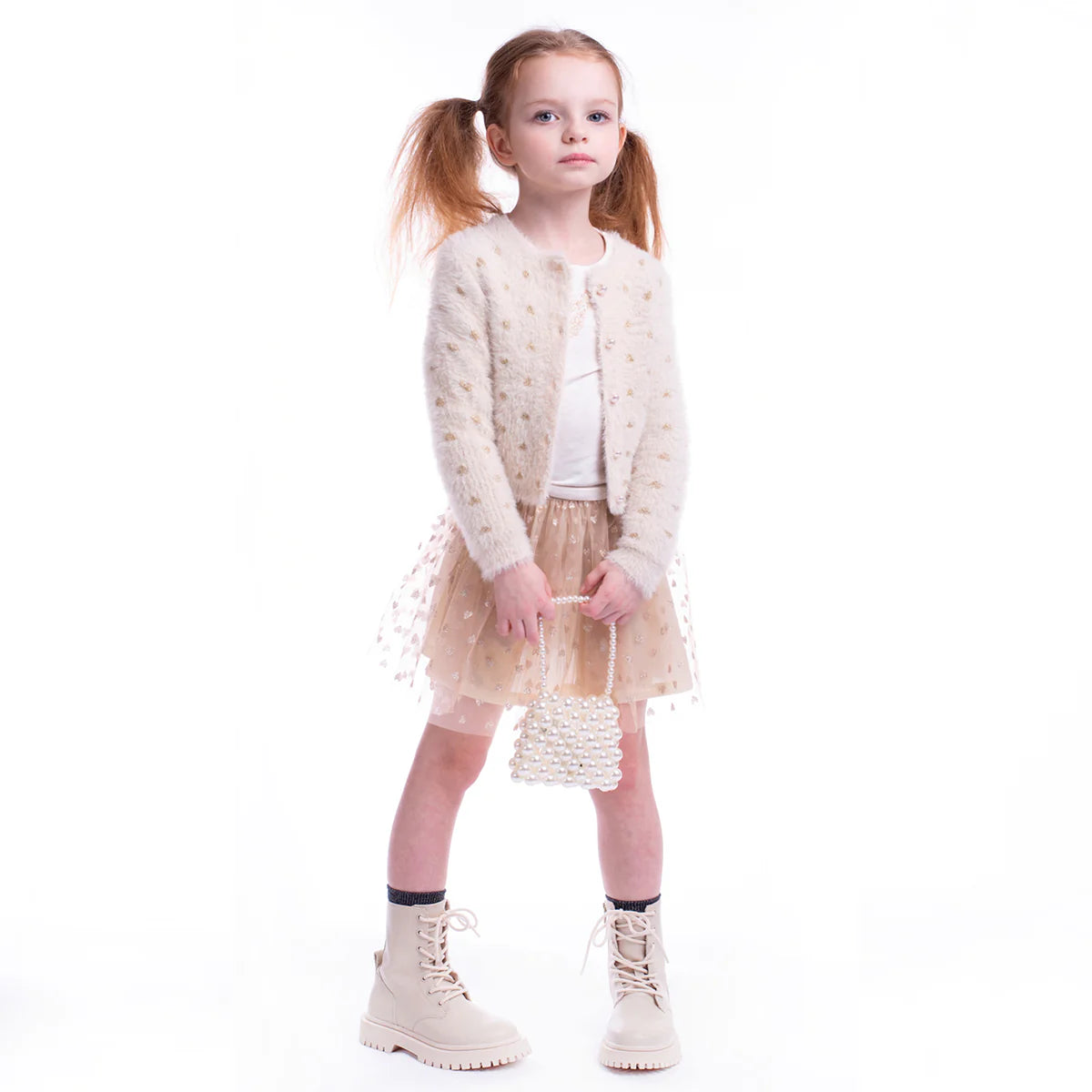 PLEATED MESH AND METALIC SKIRT- GOLD – MiMi Kids