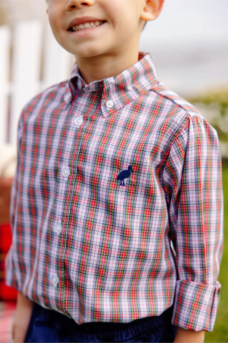 DEAN'S LIST DRESS SHIRT MERRITT PARK PLAID WITH NANTUCKET NAVY STORK ...