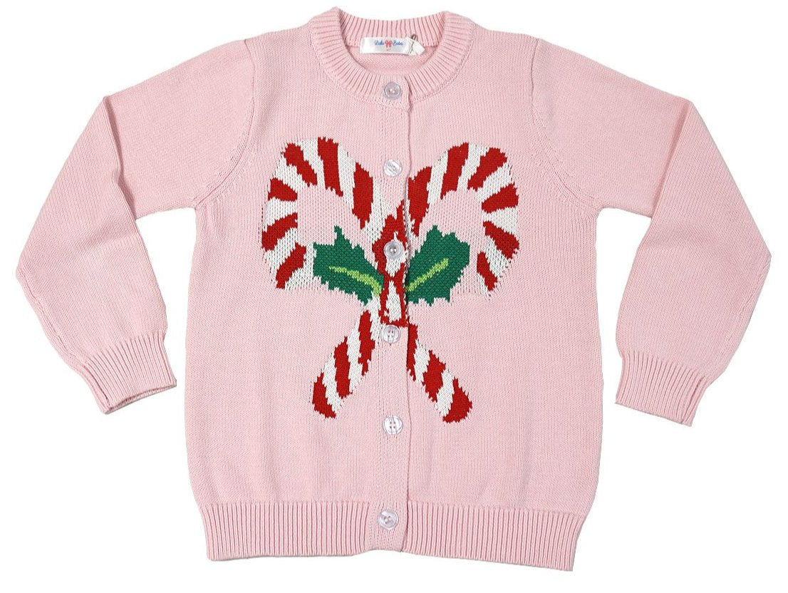 GIRLS PINK KNIT CARDIGAN SWEATER - CANDY CANE – MiMi Kids