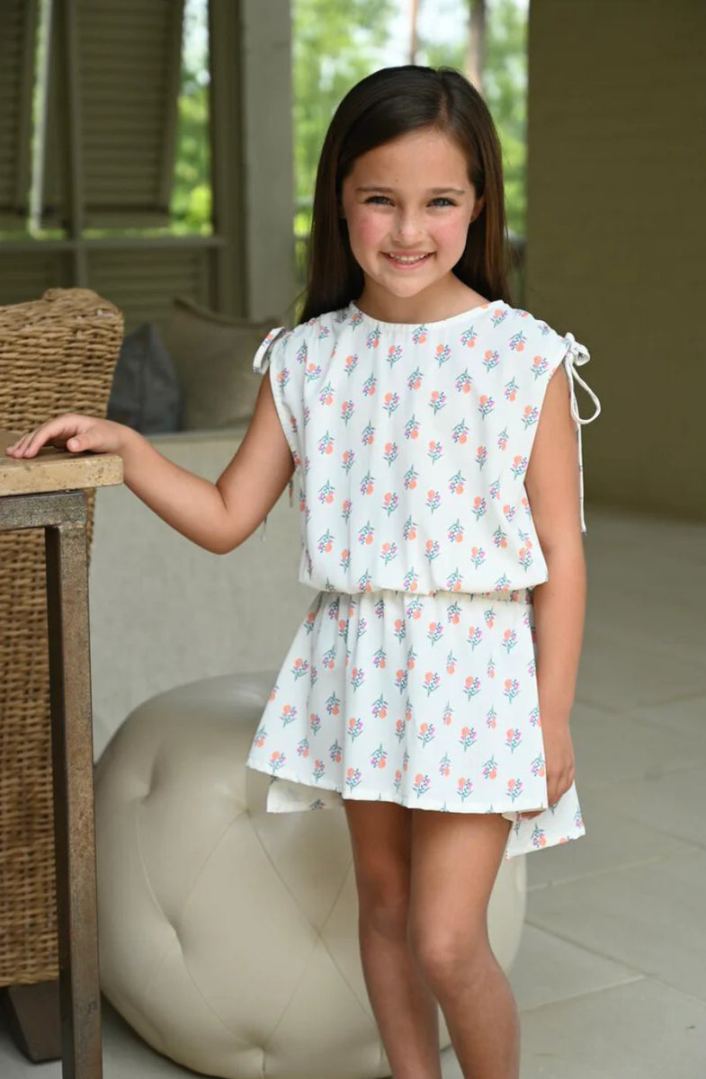 WHITE HELEN DRESS WITH BLOCK PRINT – MiMi Kids