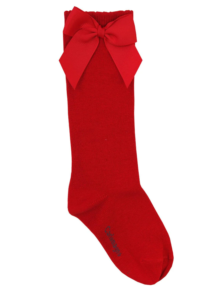 RED KNEE SOCKS WITH SIDE BOW – MiMi Kids