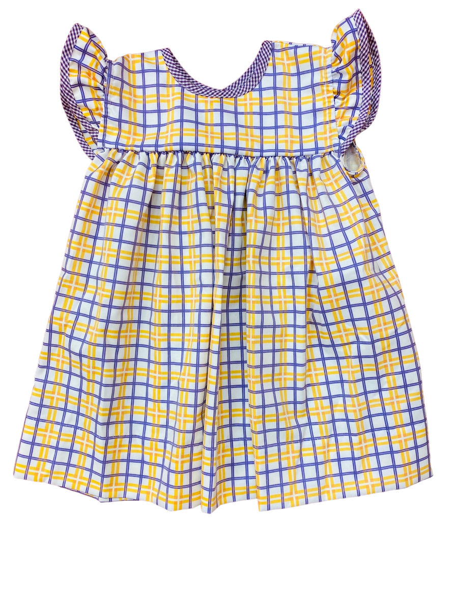 LULU BEBE LSU FLUTTER SLEEVE DRESS – MiMi Kids